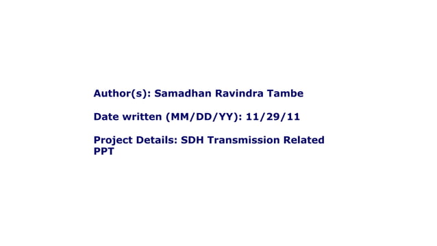 SDH Frame Structure | PPTX | Computer Networking | Computing