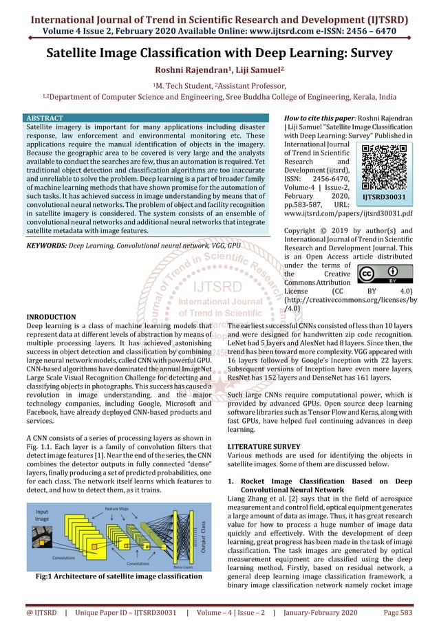 Satellite Image Classification with Deep Learning Survey | PDF