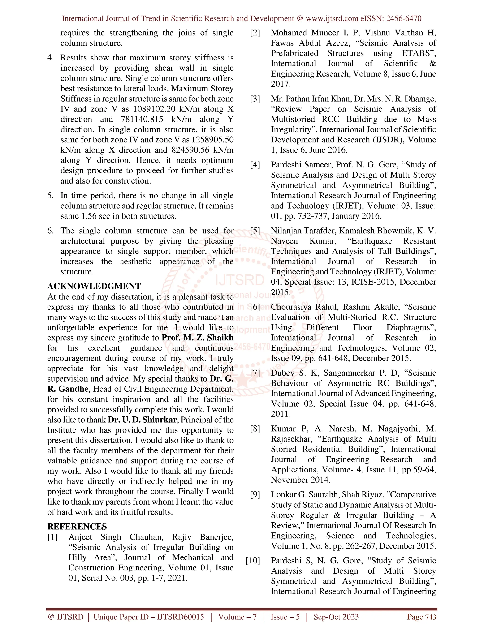 Seismic Analysis of Single Column Structure and Regular Structure A ...