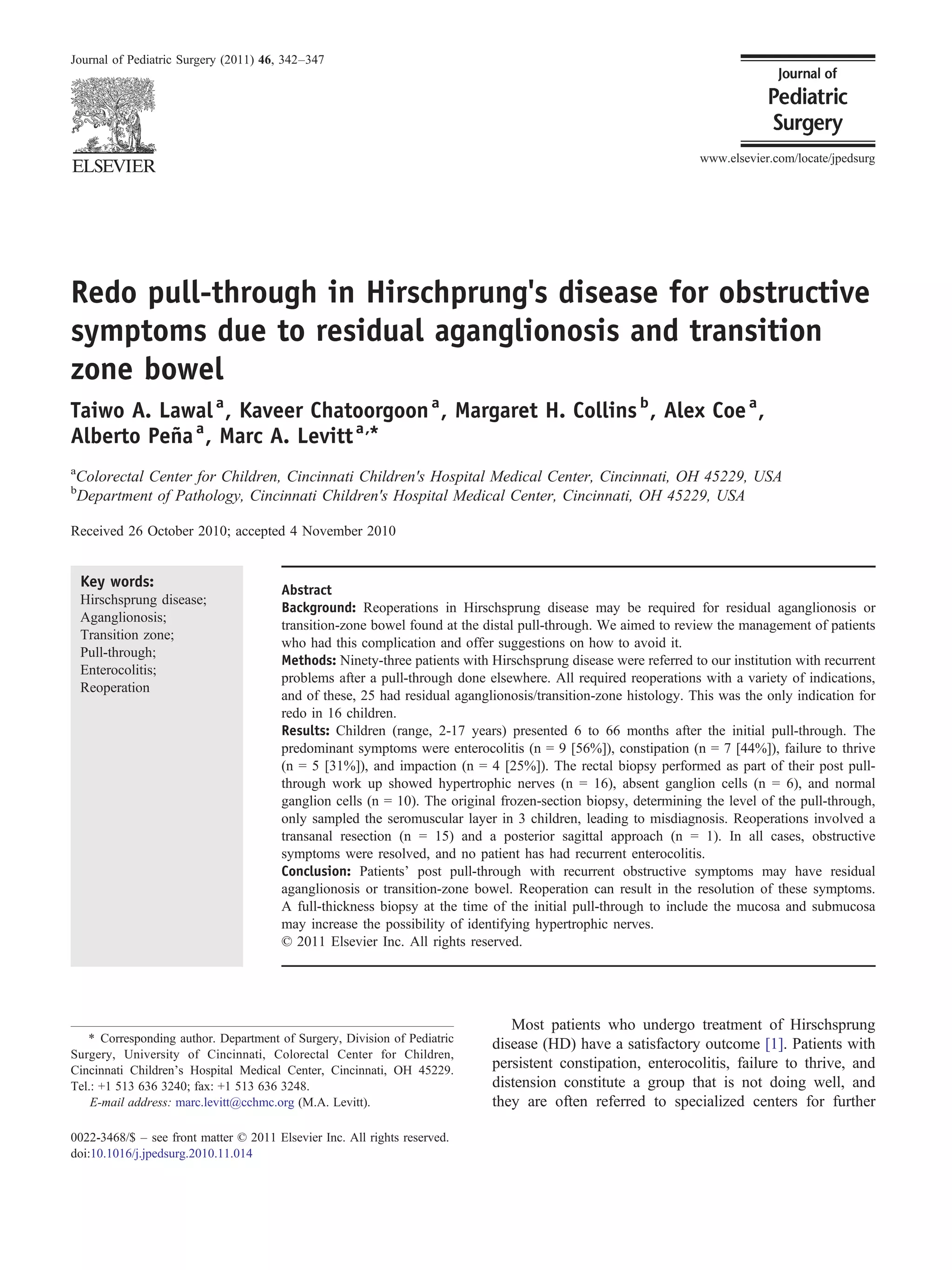 Redo Pull-Through in Hirschsprung Disease Article | PDF