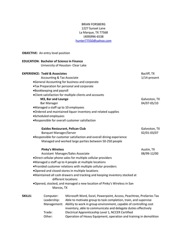brians_resume_3 (2) | DOC | Business | Business and Finance