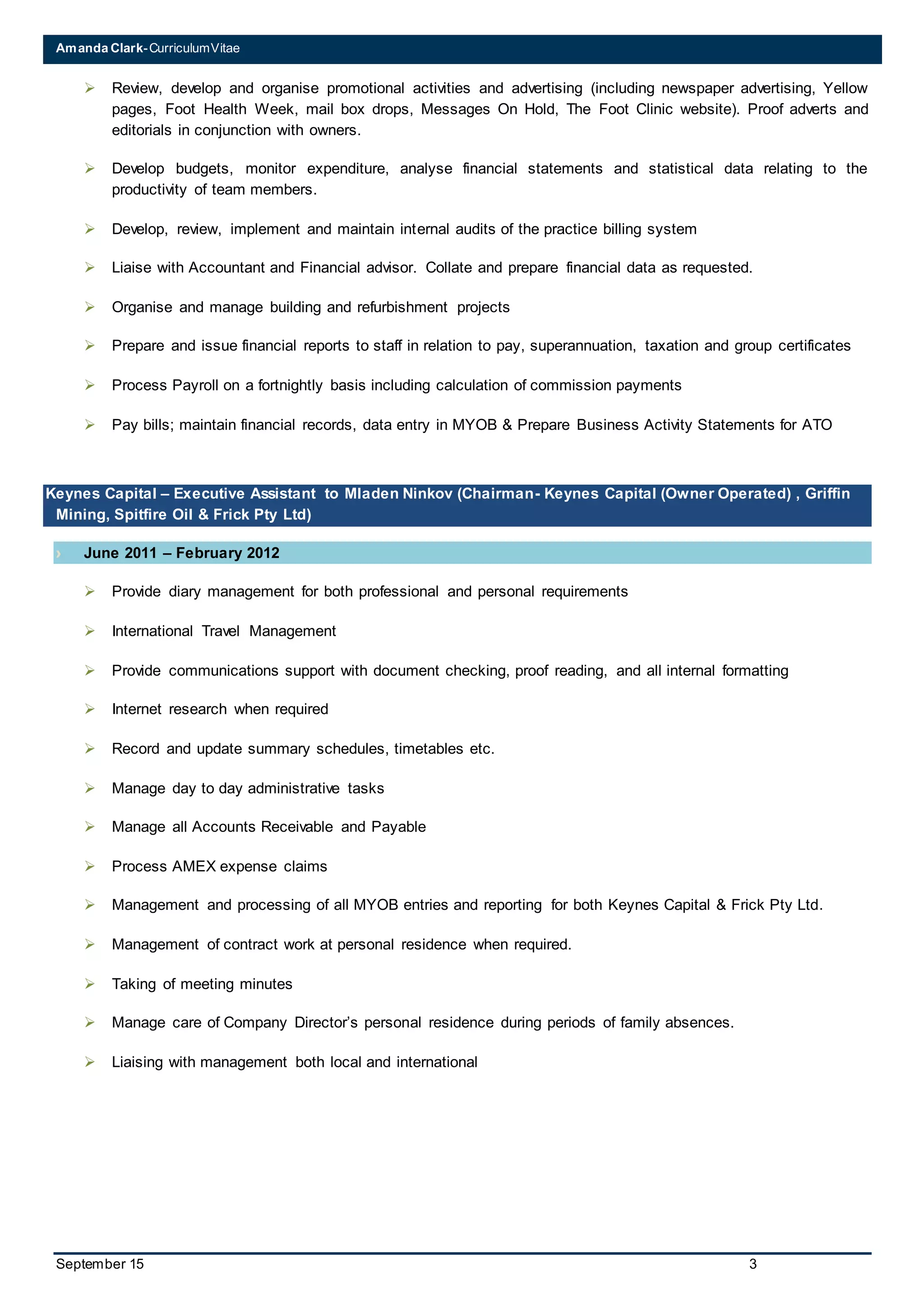 Amanda Clark Curriculum Vitae 2015 | PDF