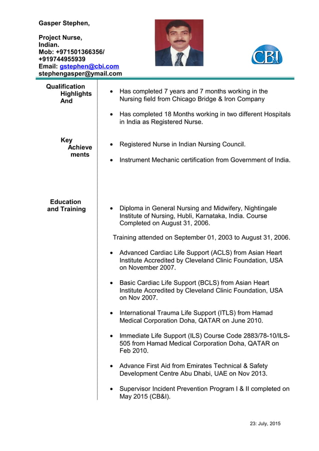 CBI CV gasper stephen 1 | PDF