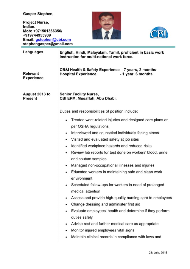 CBI CV gasper stephen 1 | PDF