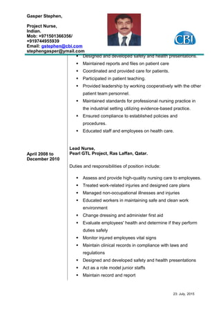 CBI CV gasper stephen 1 | DOC | First Aid | Injuries