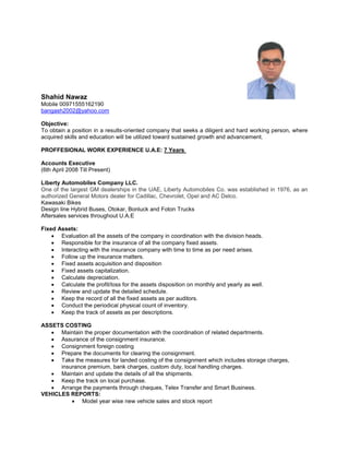 Shahid`s Resume | DOCX | Automotive Industry | Industries