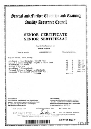 Senior Certificate | PDF