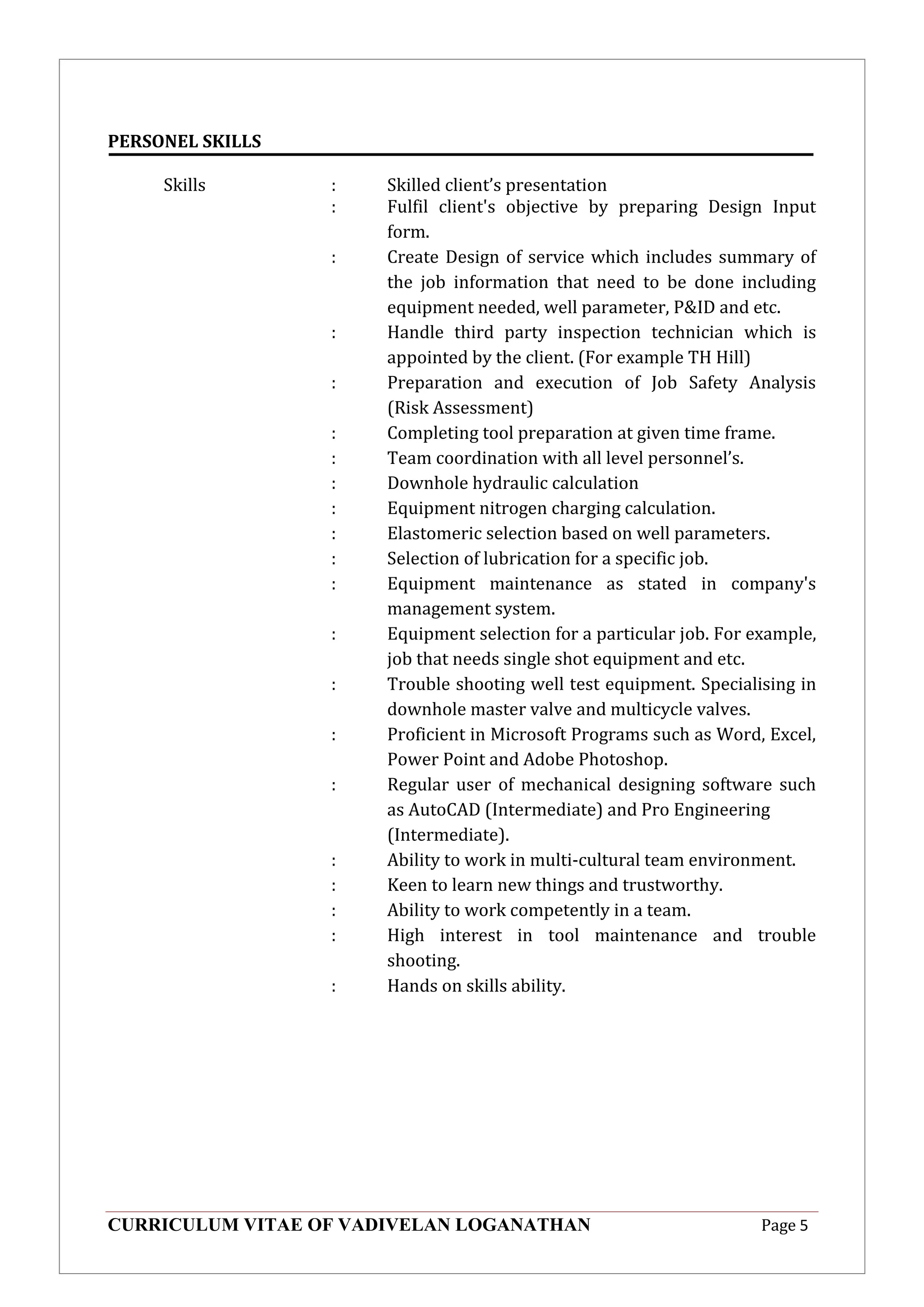 Curriculum Vitae Velan Loganathan (1) | PDF