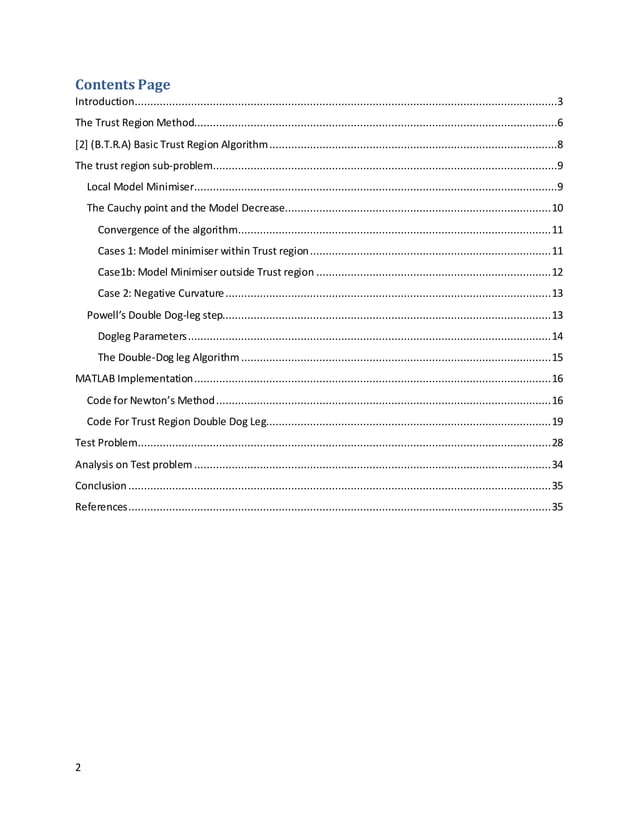 Trust Region Algorithm - Bachelor Dissertation | PDF