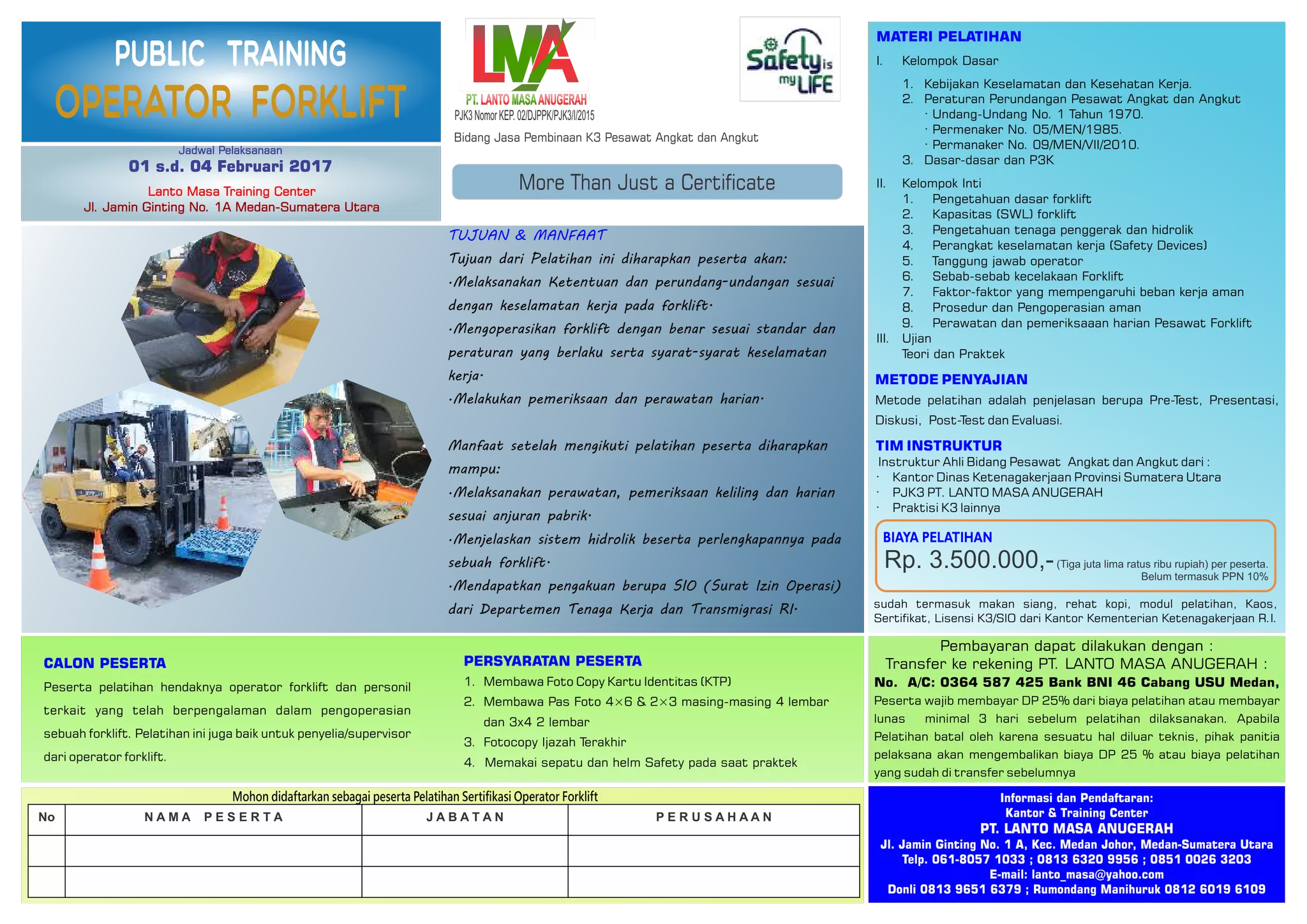 BROSUR PUBLIC TRAINING OPERATOR FORKLIFT | PDF
