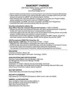 Bancroft Parker COMSEC Resume | DOCX