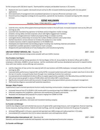 Gene Hallman Resume 4-7-16 Ex | DOC | Business Operations | Business