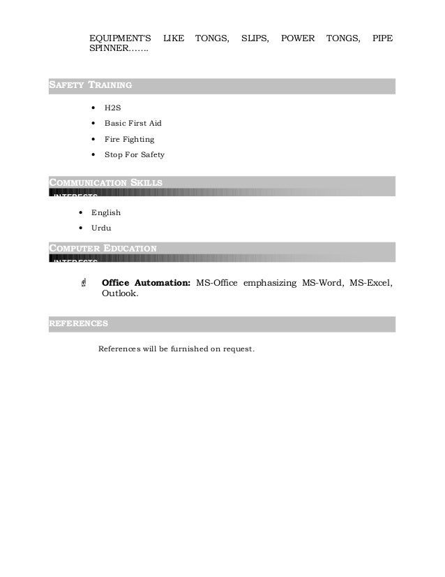Shafiq Ahmed Assistant Mechanic CV