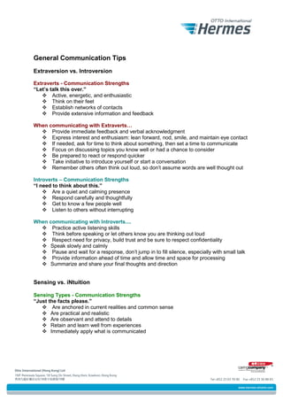 MBTI Communication Tips | PDF