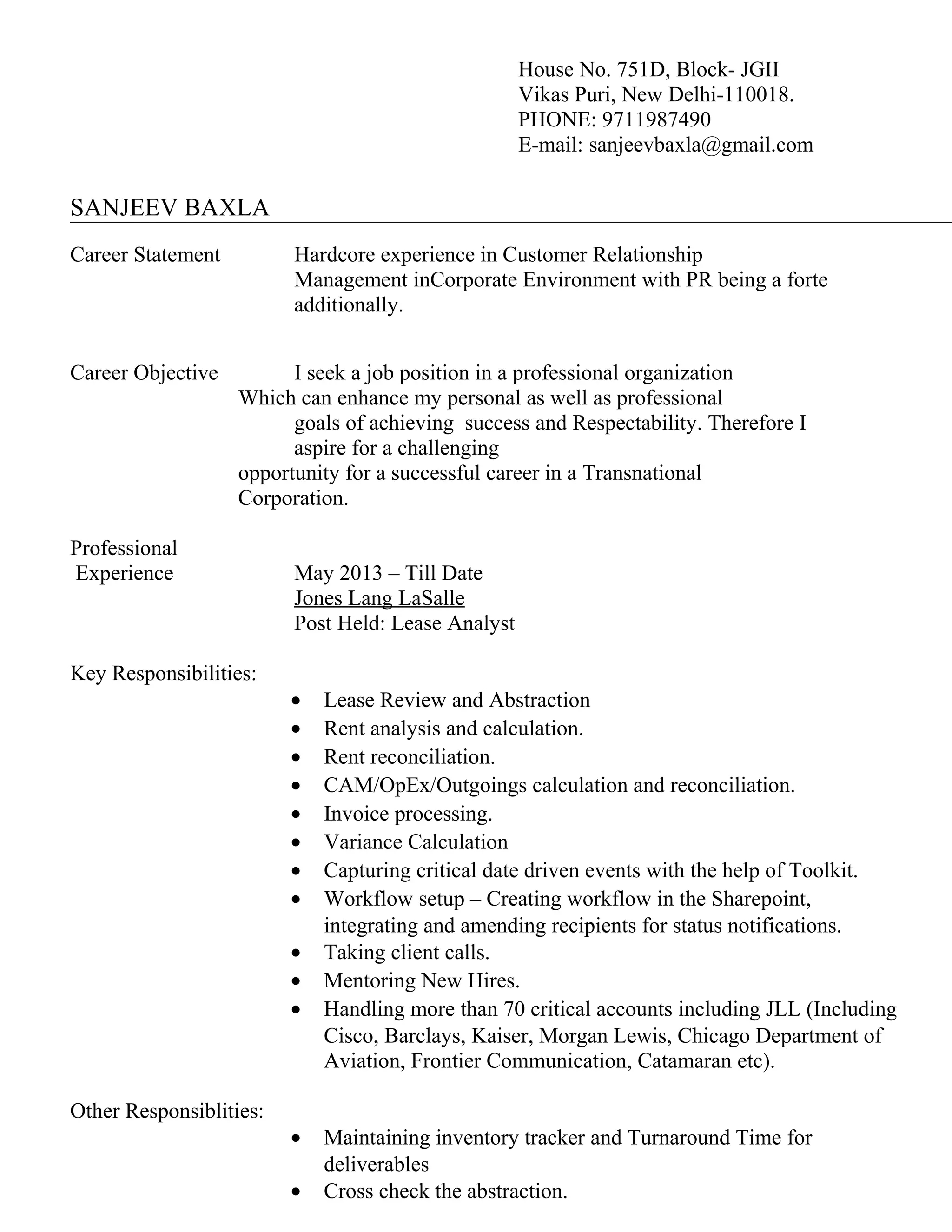 sanjeev resume updated | DOC