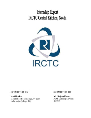 Irctc Report | DOCX | Desserts and Baking | Food & Drink