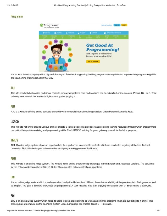 40+ Best Programming Contest _ Coding Competition Websites _ FromDev 40+ Best Programming Contest _ Coding Competition Websites _ FromDev