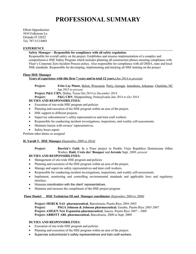 Elliot Oppenheimer Resume 2016 | PDF
