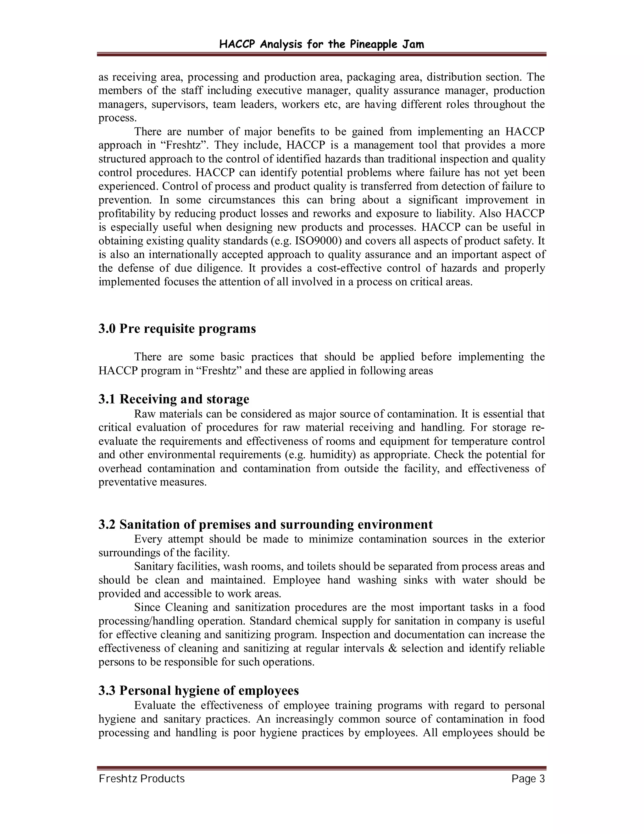 HACCP Manual for jam industry | PDF