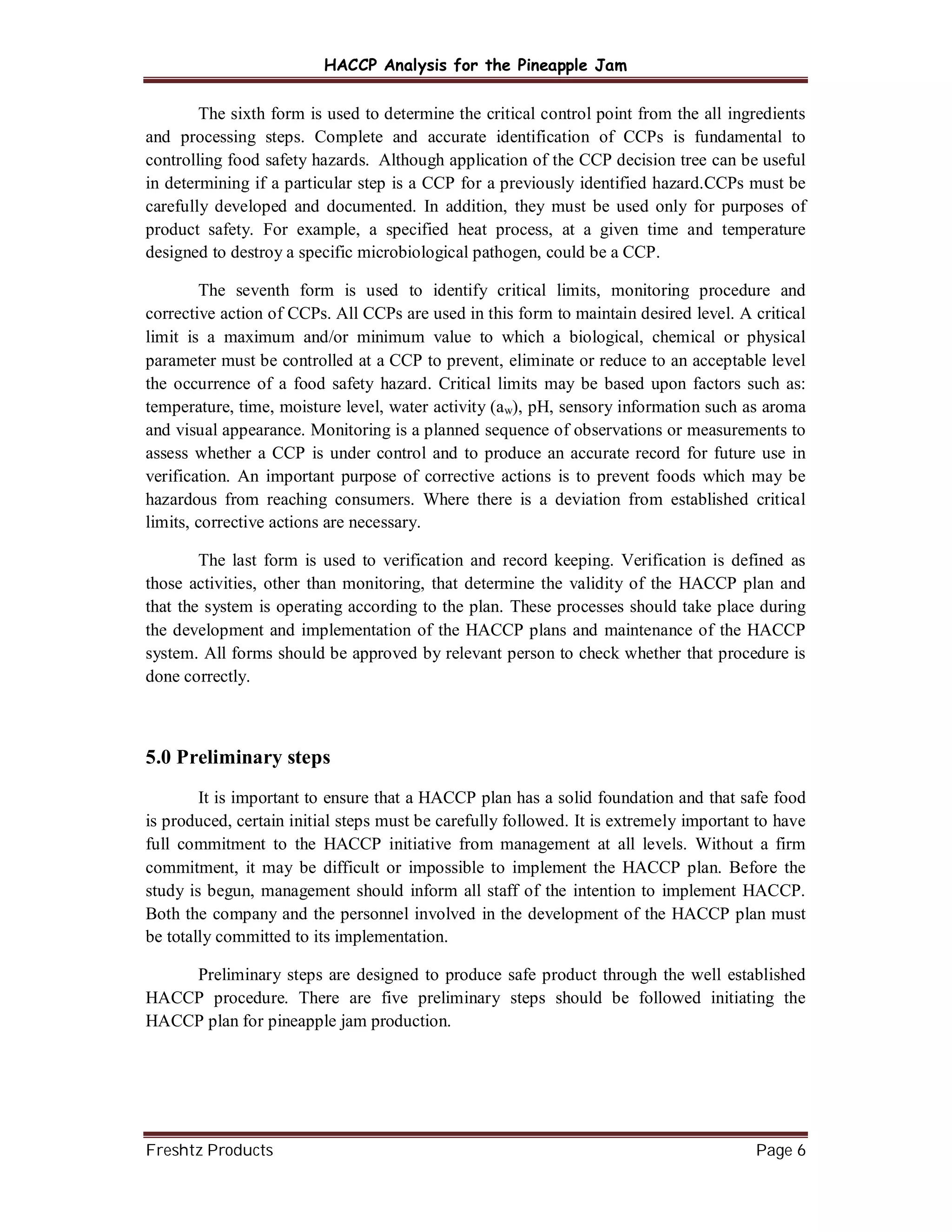 HACCP Manual for jam industry | PDF