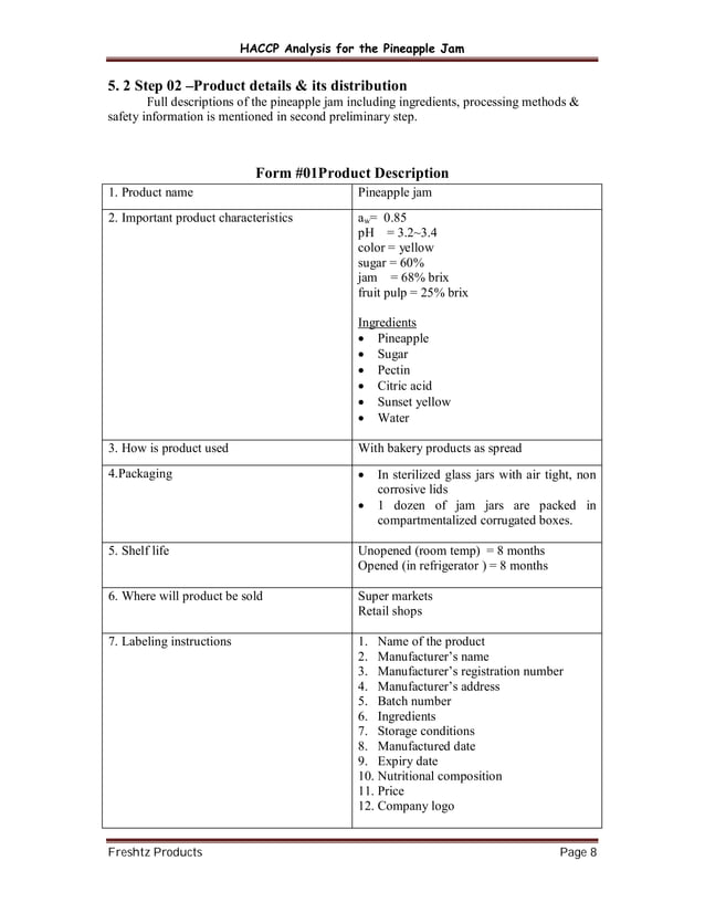 HACCP Manual for jam industry | PDF | Manufacturing Industry | Industries