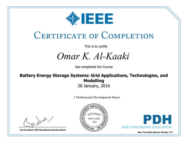 Certificate of Completion - IEEE Battery | PDF