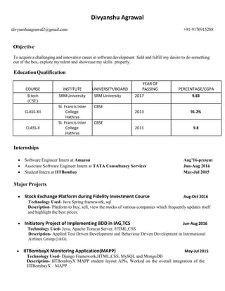 DivyanshuAgrawal_SRMUniversity | PDF | Programming Languages | Computing