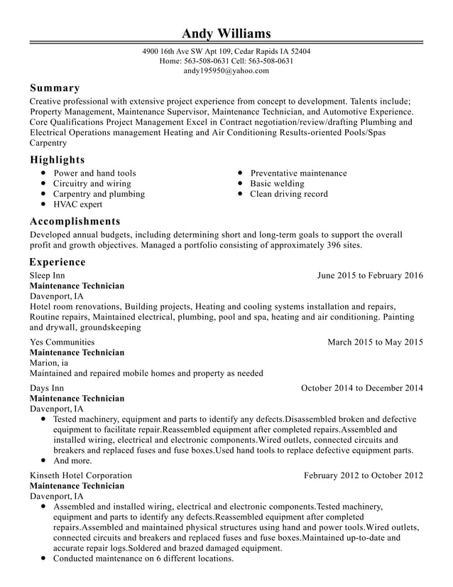 Andy Williams Resume 1 (1) | PDF