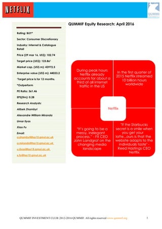 Netflix Report | PDF