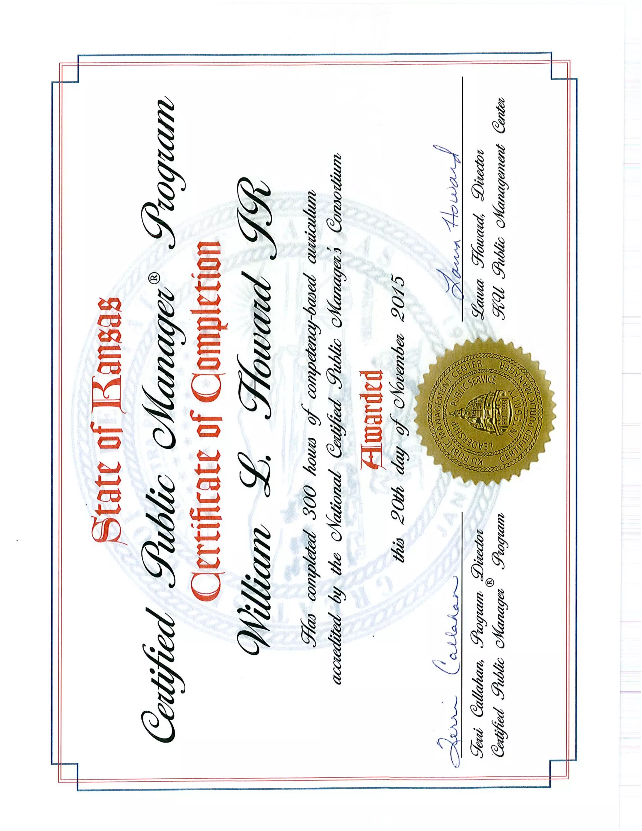 Certified Public Manager Certificate of Completion | PDF