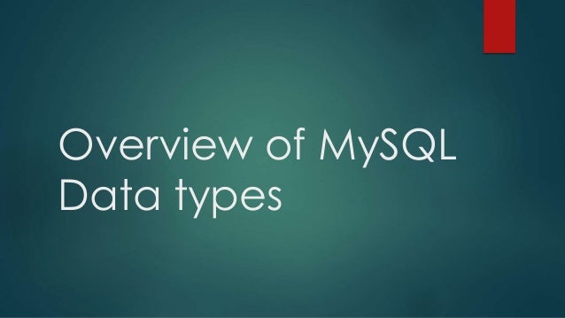 MySQL Data types