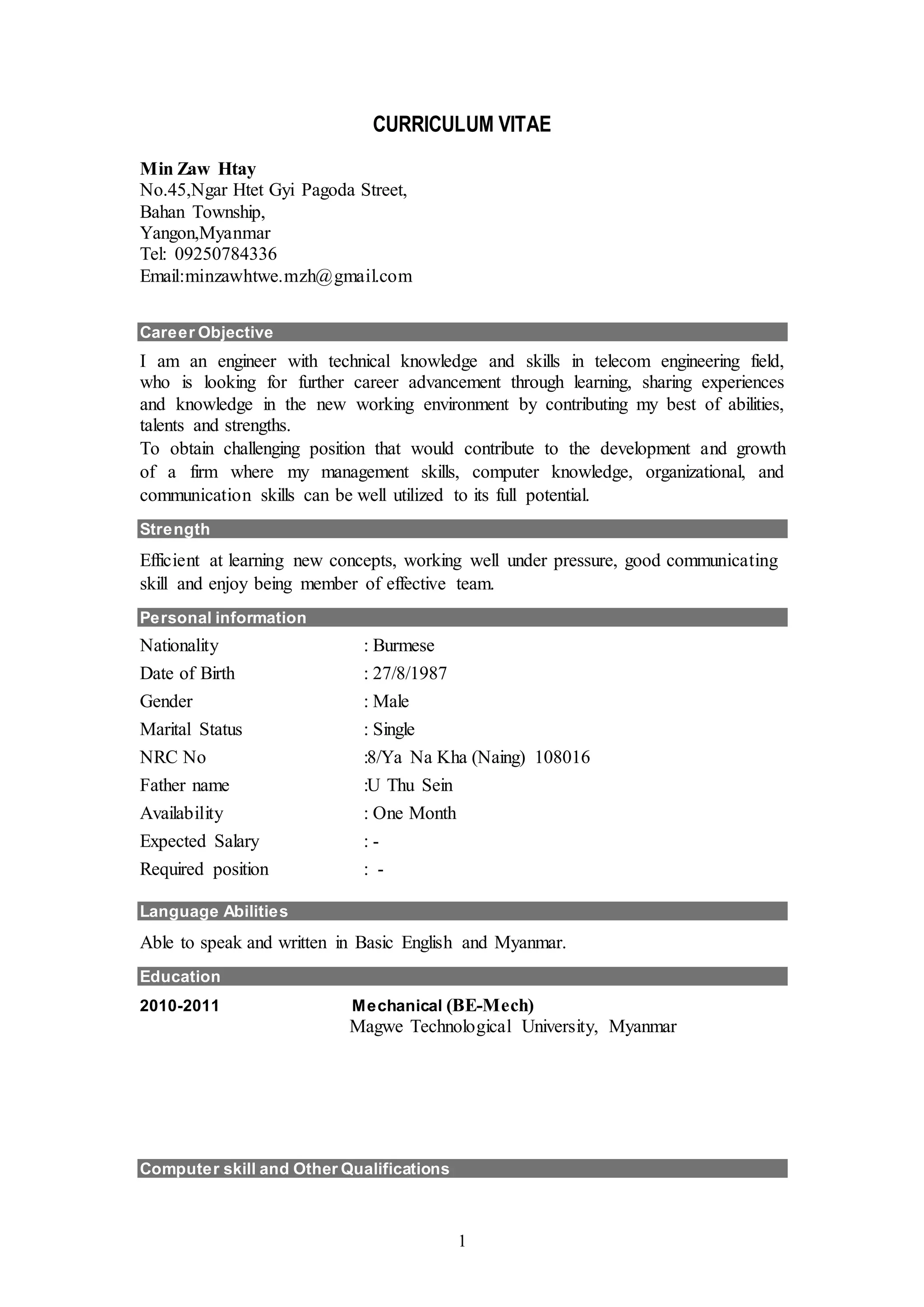 Minzawhtay CV(1) | DOCX