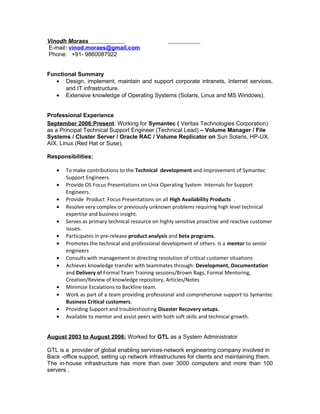 Resume-Vinodh Moraes | DOC