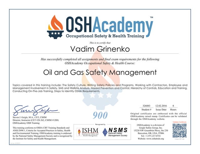 OSHA 900 -Oil and Gas Safety Management | PPT