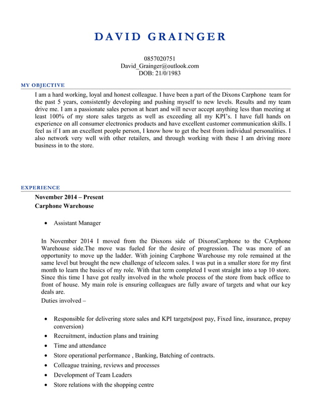 David Grainger cv | PDF