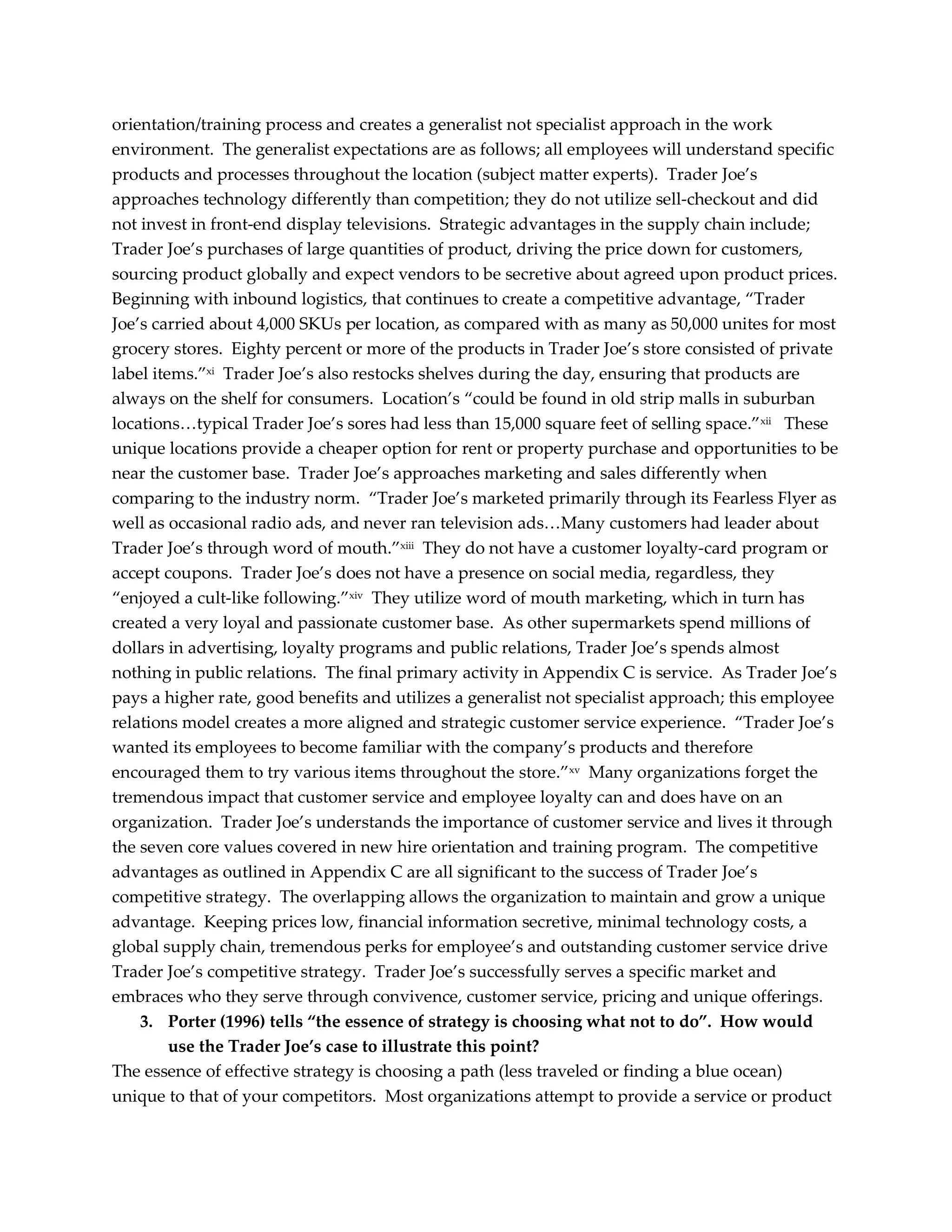 Trader Joe's HBS Case Analysis 12.2016