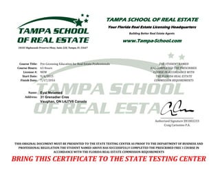 Completion Certificate Real Estate Prelicense | PDF