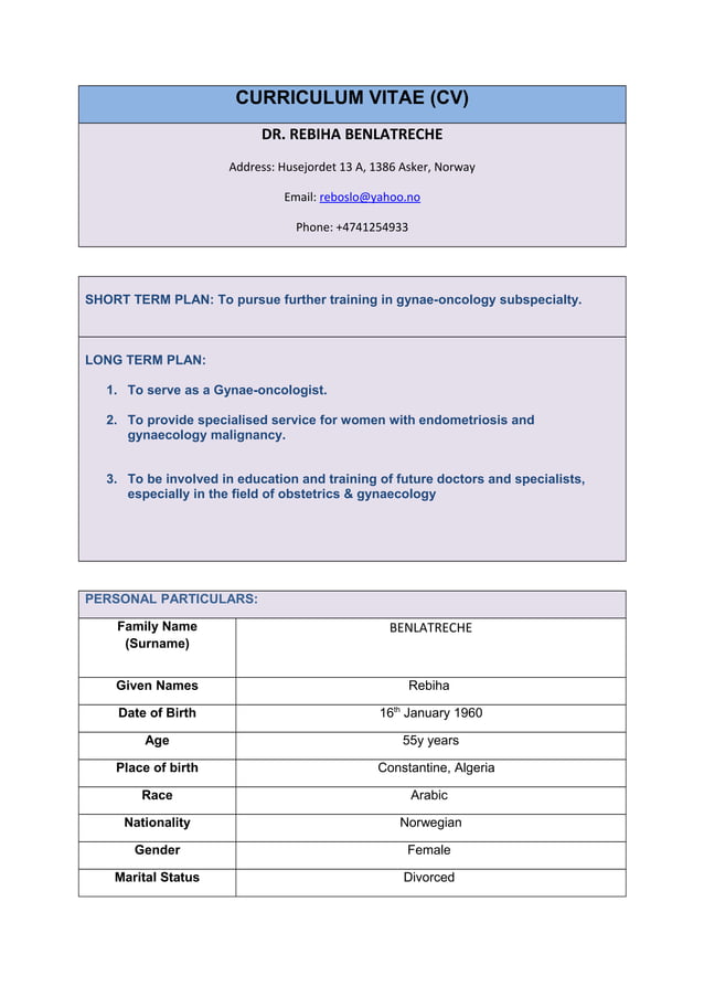 CV Rebiha_English | DOC | Pregnancy | Reproductive Health