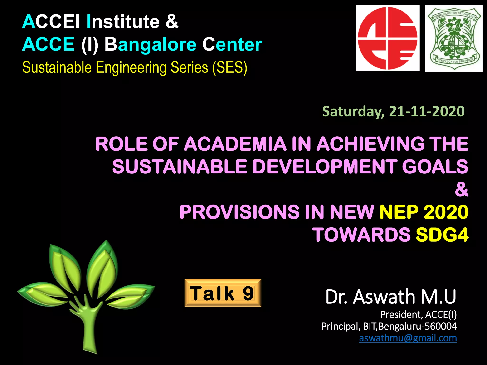ROLE OF ACADEMIA IN ACHIEVING THE SUSTAINABLE DEVELOPMENT GOALS f | PDF