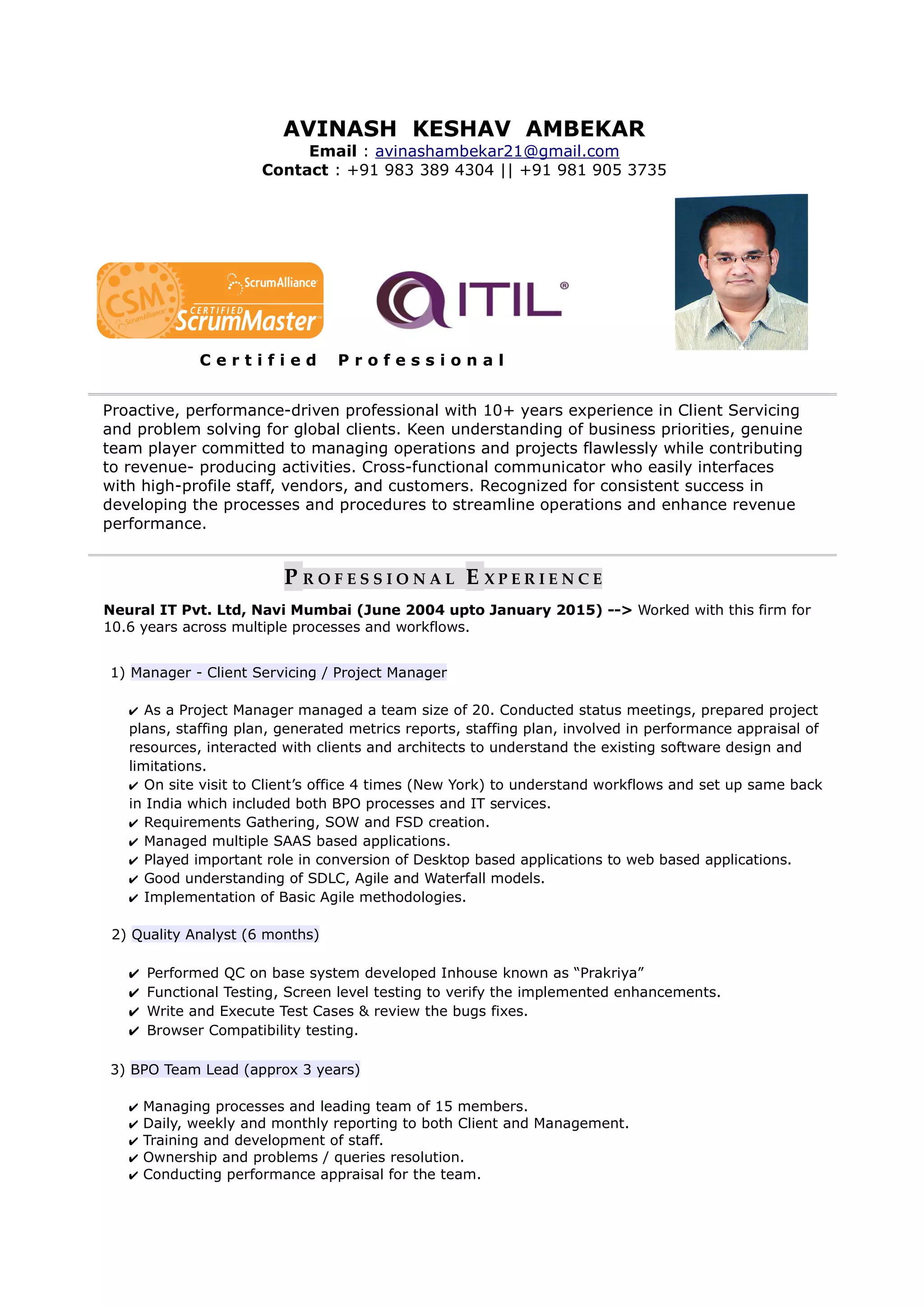 CV - Avinash Keshav Ambekar | PDF