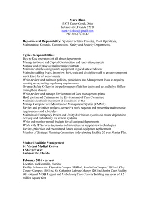 Mark Olson Current Resume | DOC | Civil Engineering Industry | Industries