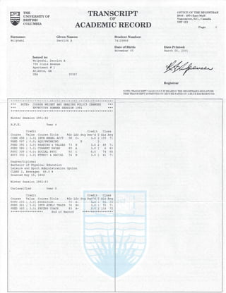 UBC Transcripts page 2 | PDF
