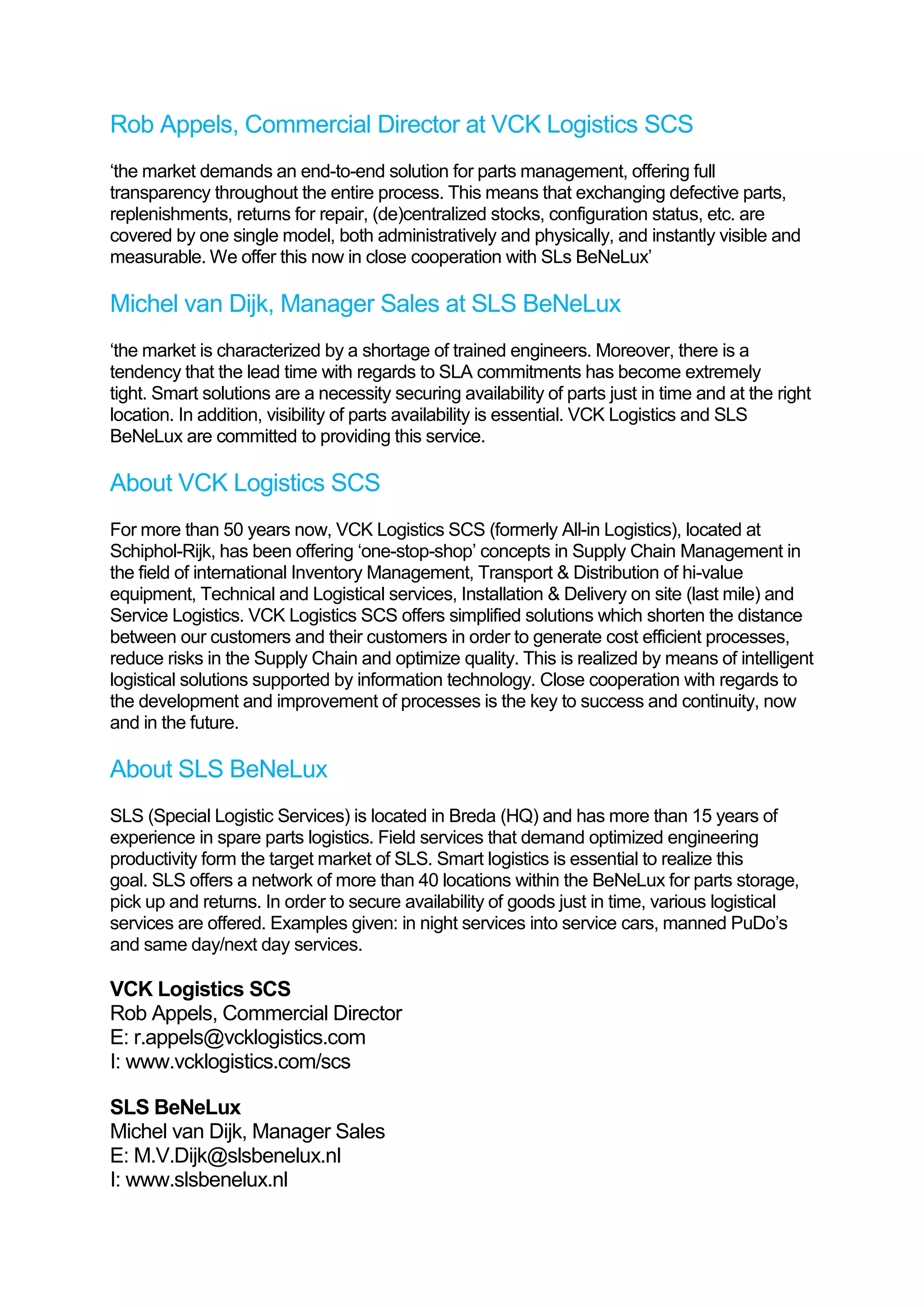 Cooperation with SLS BeNeLux | PDF