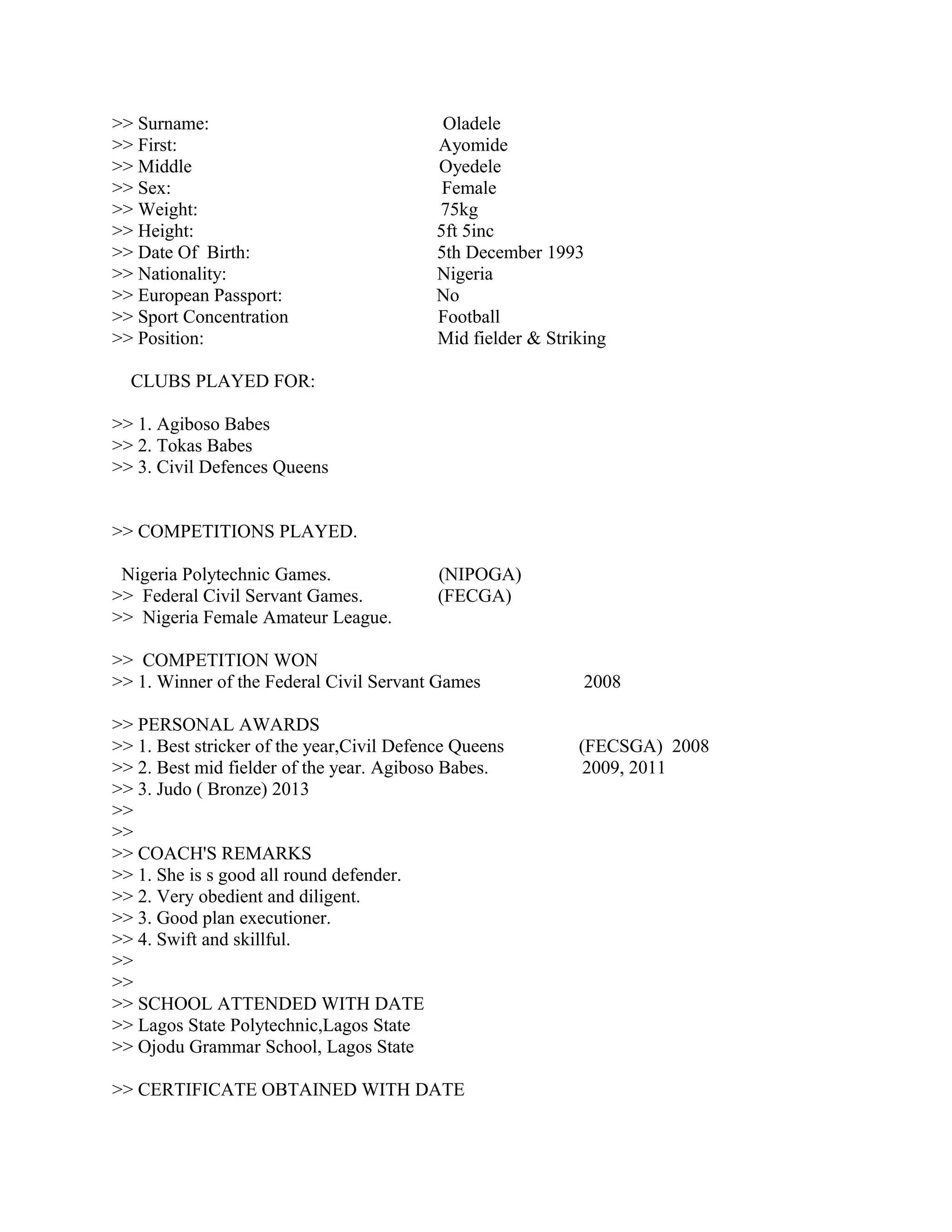 Football CV | DOC