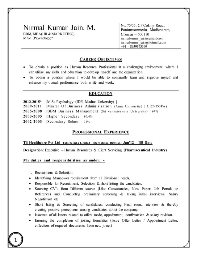 Resume Nirmal | PDF
