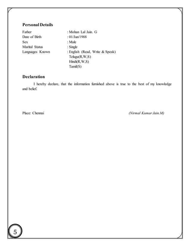Resume Nirmal | PDF