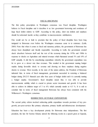 BOTSWANA AND THE WASHINGTON CONSENSUS 2 | PDF