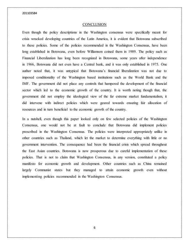 BOTSWANA AND THE WASHINGTON CONSENSUS 2 | PDF