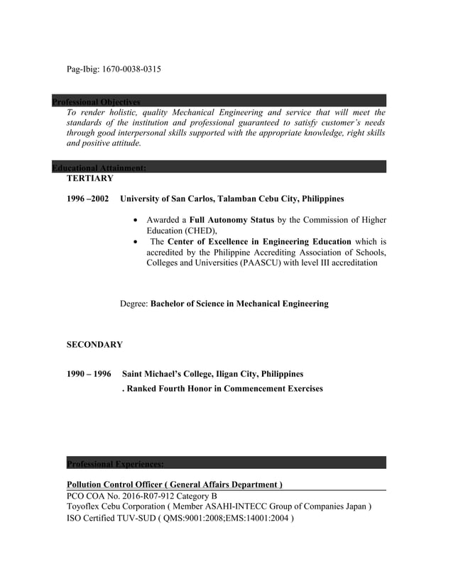 Poliquit_Sherwin_CurriculumVitae | DOC | Environmental Services ...