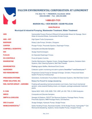 Falcon Environmental line card 2015 | PDF